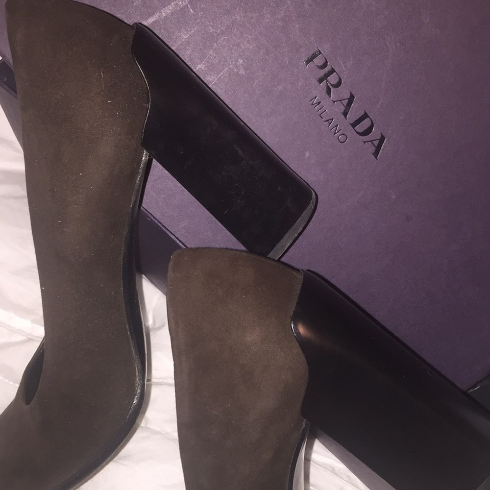 Chocolate Prada Stack Heels - Gem